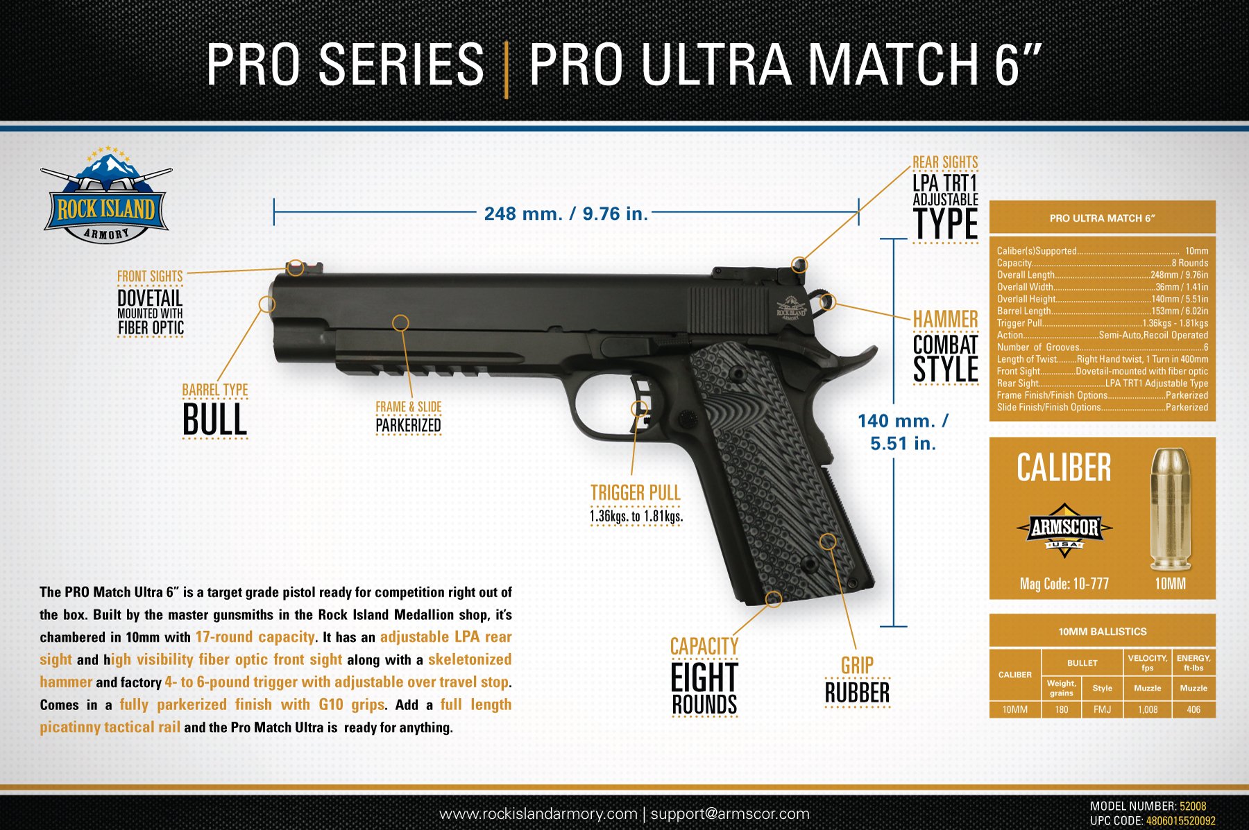 PRO Ultra Match 6" HC "Big Rock" 10MM 16rd